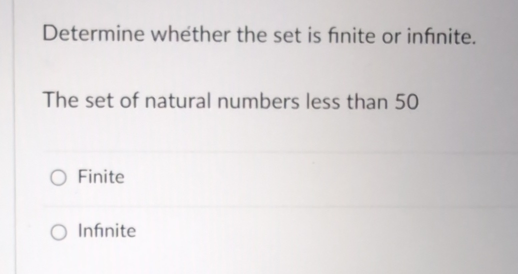 Solved Determine whether the set is finite or infinite.The | Chegg.com