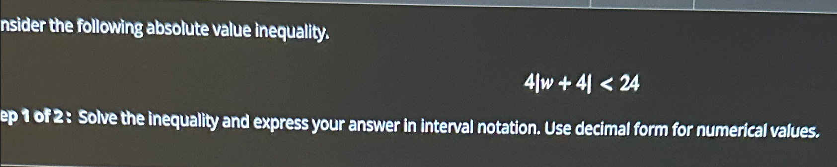 Solved nsider the following absolute value | Chegg.com