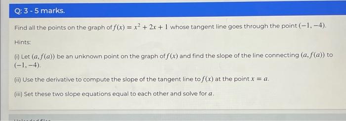 Solved Find all the points on the graph of f(x)=x2+2x+1 | Chegg.com