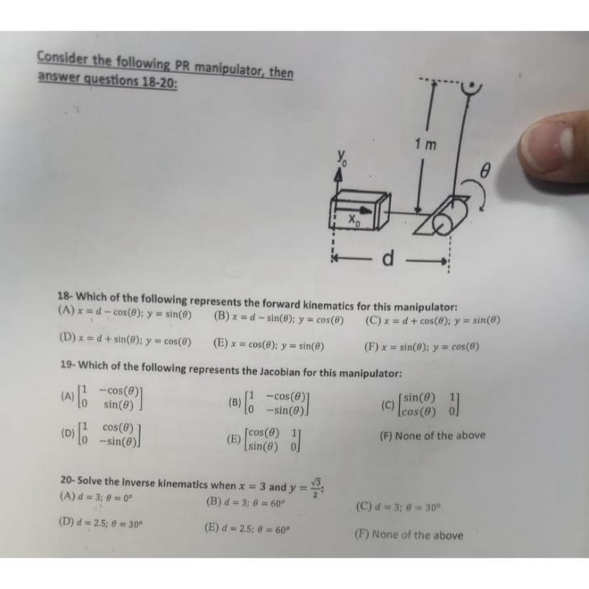 Solved Consider the following PR manipulator, then answer | Chegg.com