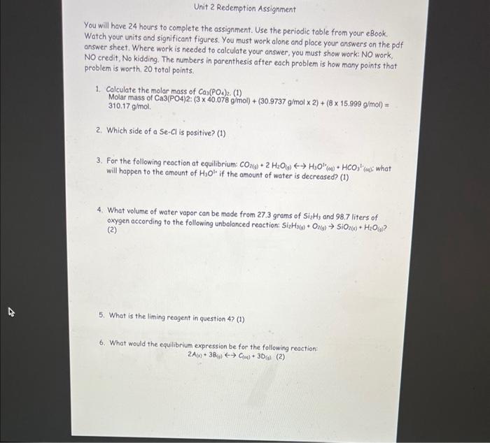 Solved Unit 2 Redemption Assignment You will have 24 hours | Chegg.com