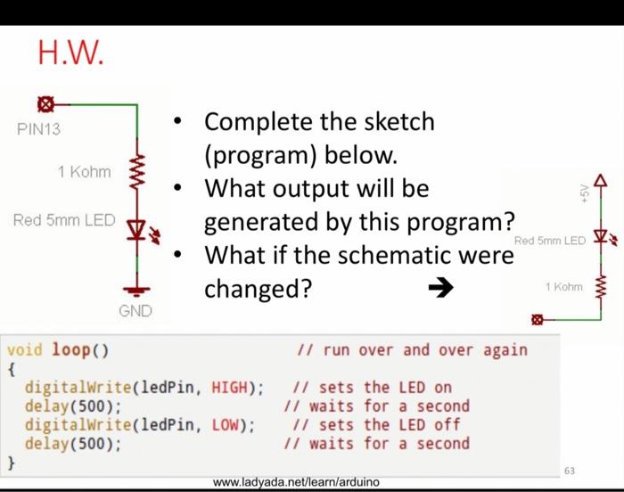 Solved H.W. - Complete the sketch (program) below. - What | Chegg.com