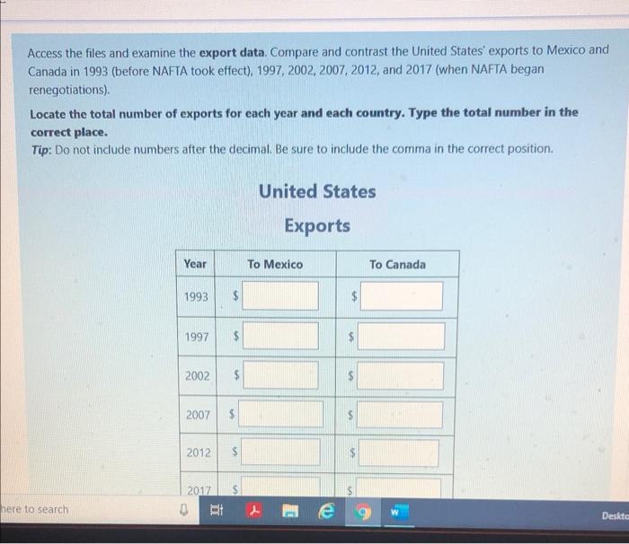 Access the files and examine the export data. Compare | Chegg.com