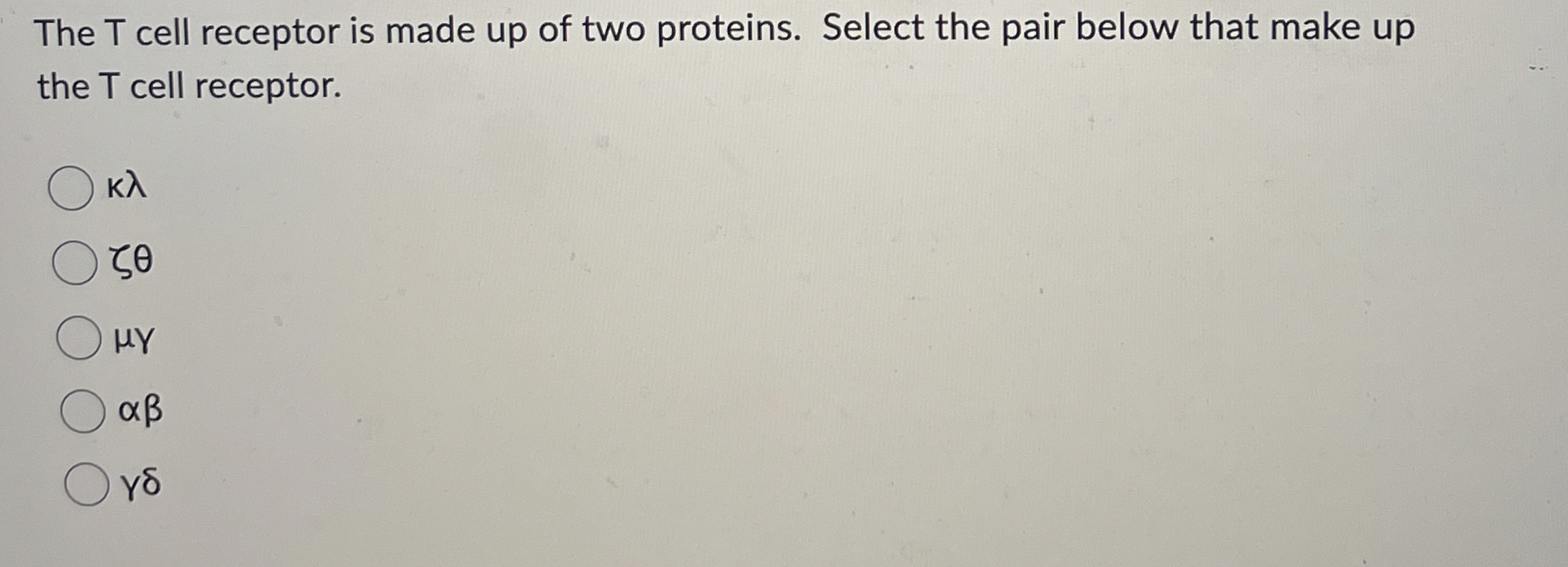 Solved The T ﻿cell receptor is made up of two proteins. | Chegg.com