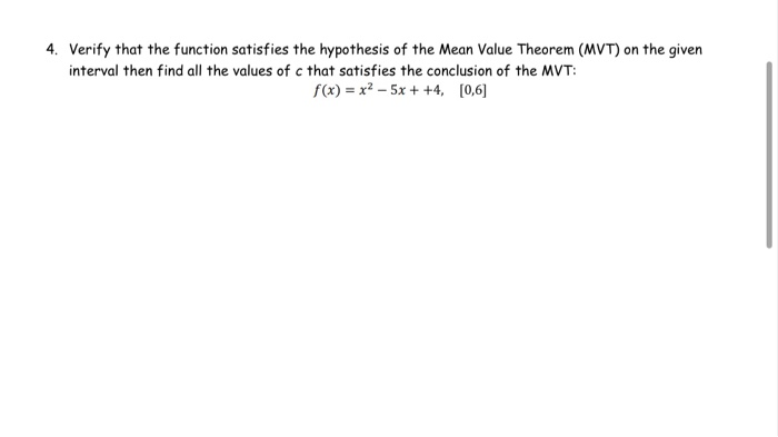 Solved 4. Verify that the function satisfies the hypothesis | Chegg.com