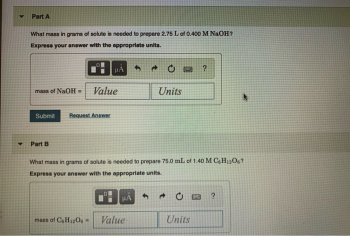 Solved Part A What mass in grams of solute is needed to | Chegg.com