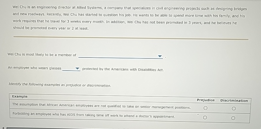 Solved Wei Chu is an engineering director at Allied Systems, | Chegg.com