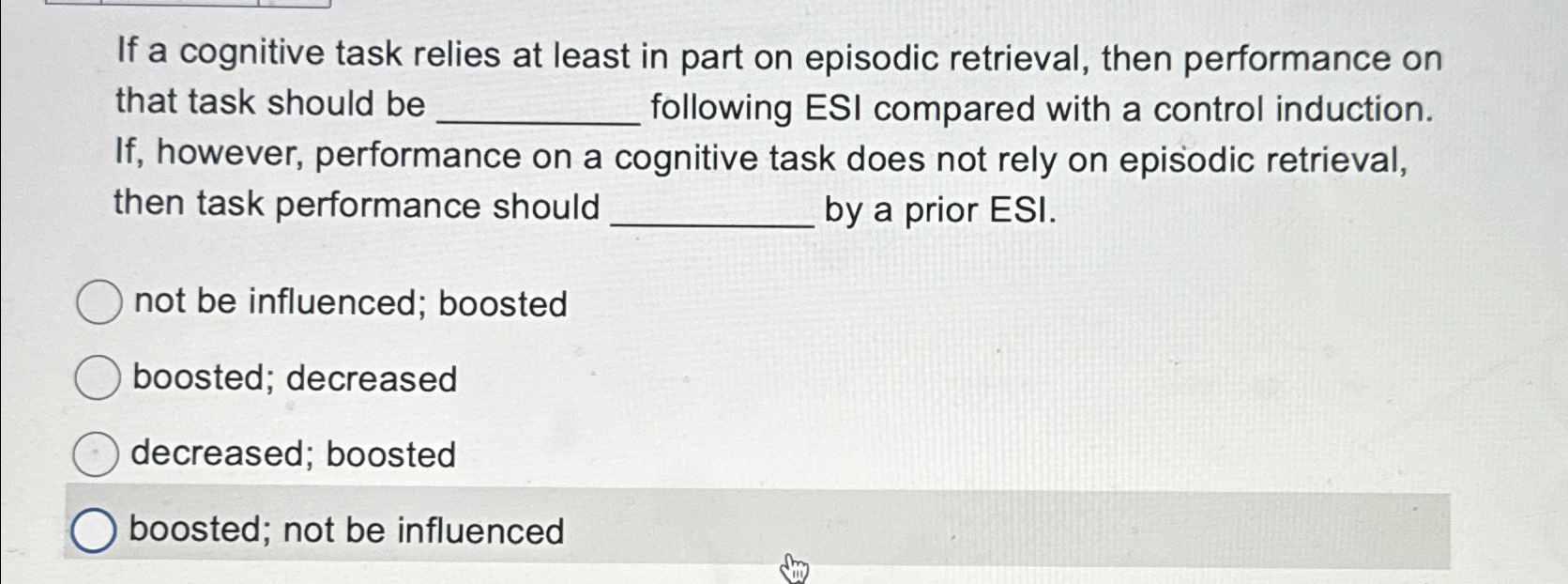 Solved If a cognitive task relies at least in part on | Chegg.com