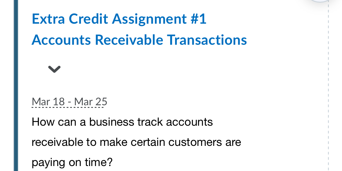 Solved Extra Credit Assignment #1Accounts Receivable | Chegg.com