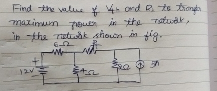 Solved Find the value of V4h ﻿and R2 ﻿to trander maximum | Chegg.com