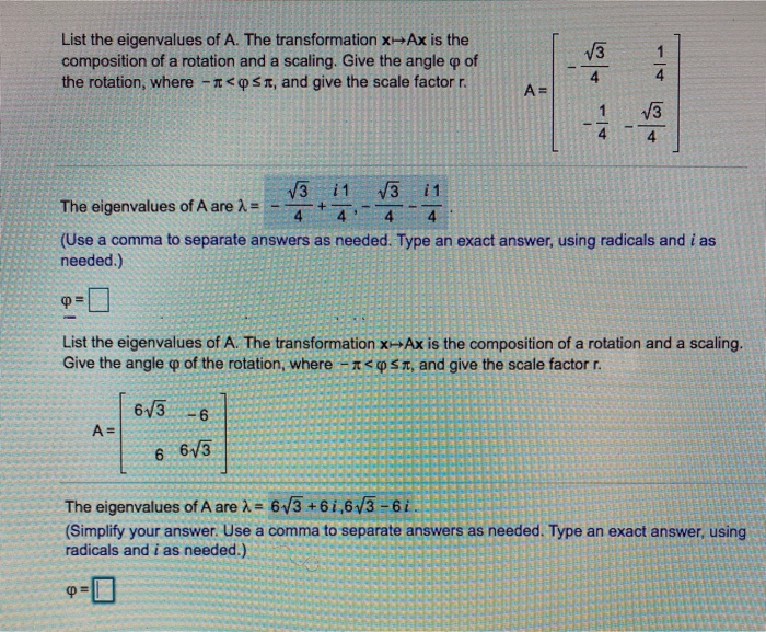 Solved List the eigenvalues of A. The transformation X-Ax is | Chegg.com