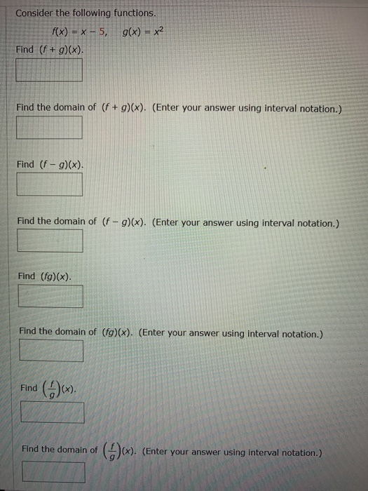 Solved Consider the following functions. f(x) = x -5, g(x) = | Chegg.com