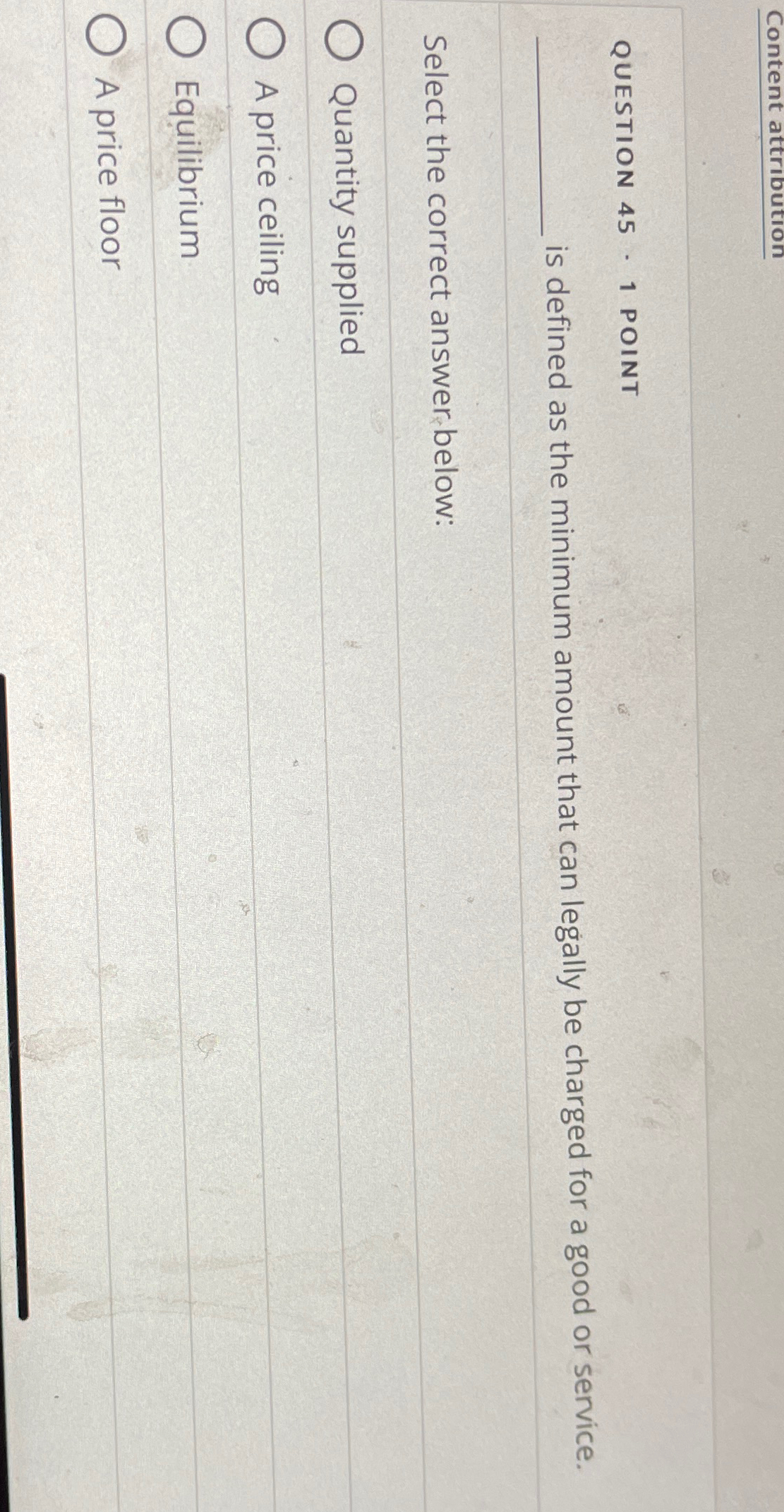Solved QUESTION 45*1 ﻿POINTis defined as the minimum amount | Chegg.com