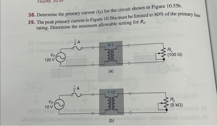 Solved 38. Determine the primary current (IP) for the | Chegg.com