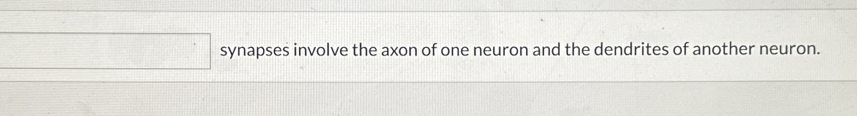 Solved synapses involve the axon of one neuron and the | Chegg.com