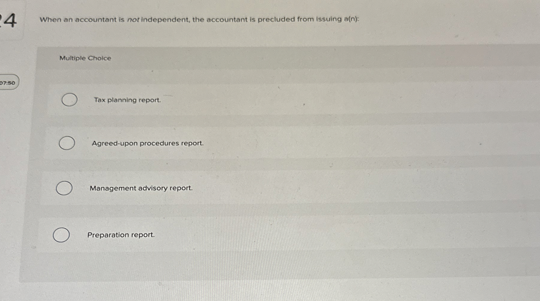 Solved When an accountant is not independent, the accountant | Chegg.com