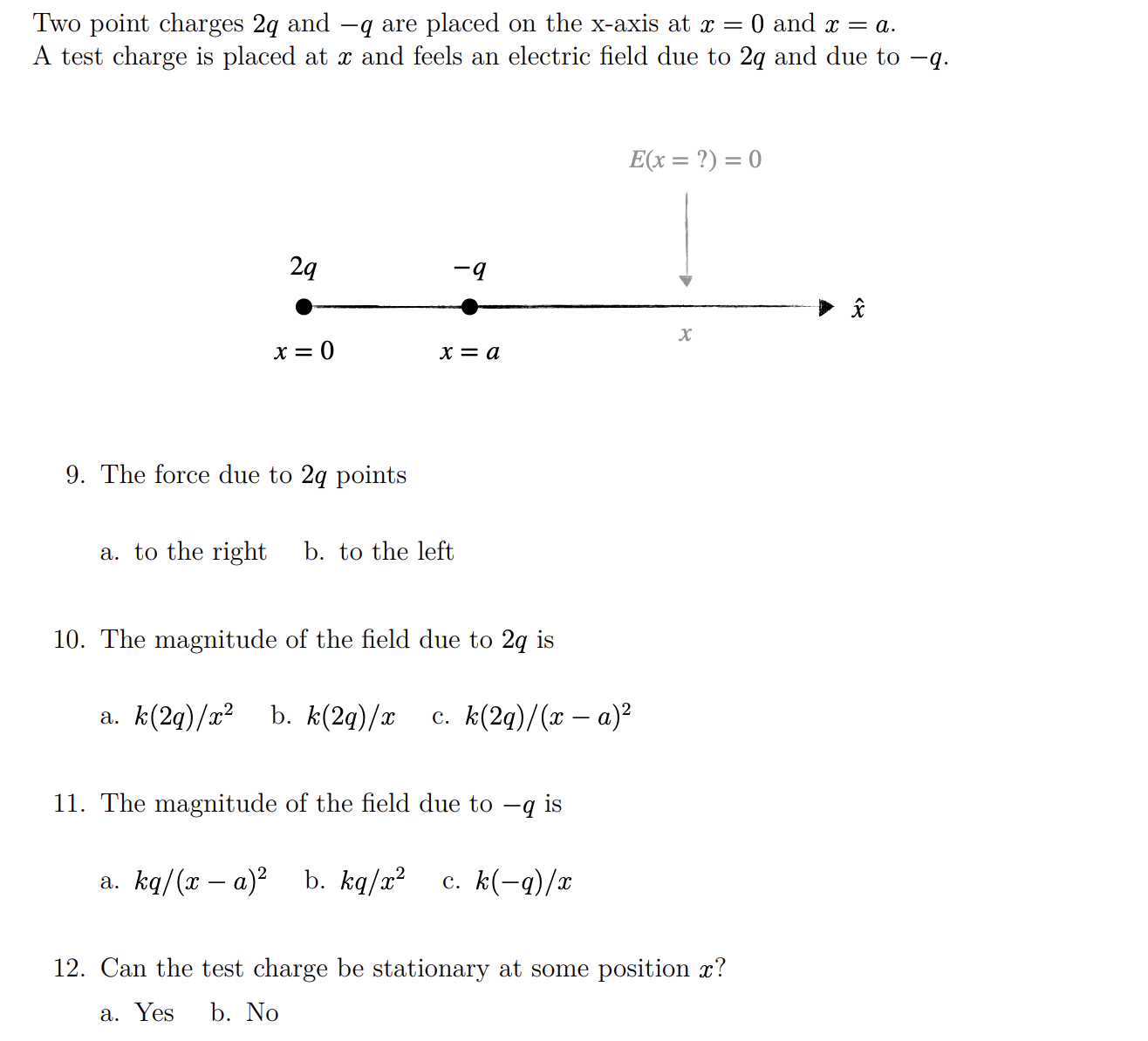 Solved Two point charges 2q ﻿and -q ﻿are placed on the | Chegg.com