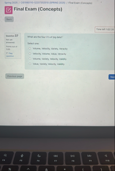 Solved Spring 2025 / ﻿CIS1060110-12237202510 (SPRING 2025) / | Chegg.com
