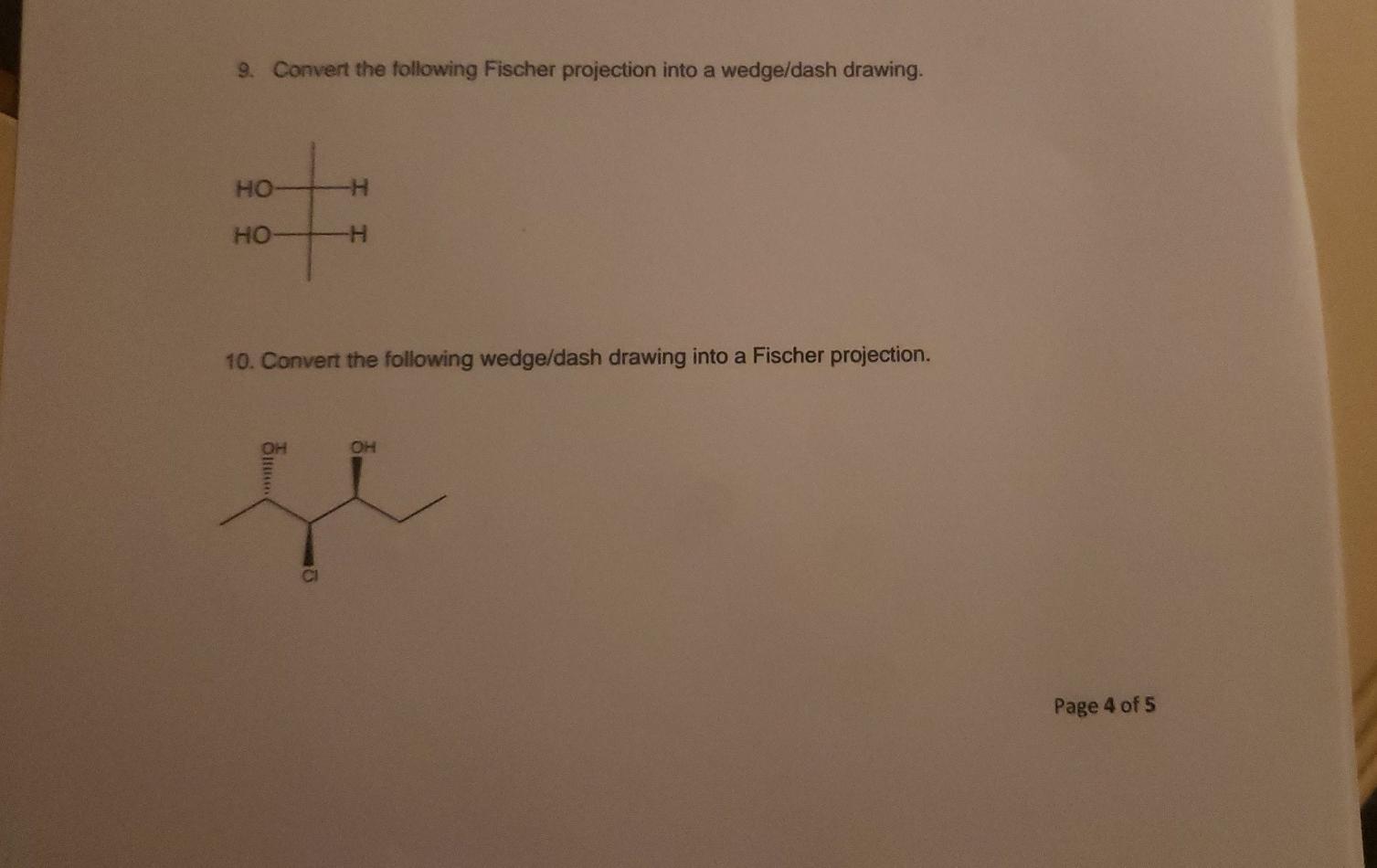 Solved 9. Convert the following Fischer projection into a | Chegg.com