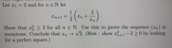 Solved Let x_(1)=2 and for ninN | Chegg.com