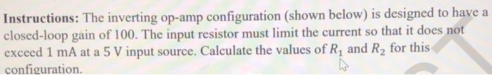 Solved Instructions: The inverting op-amp configuration | Chegg.com
