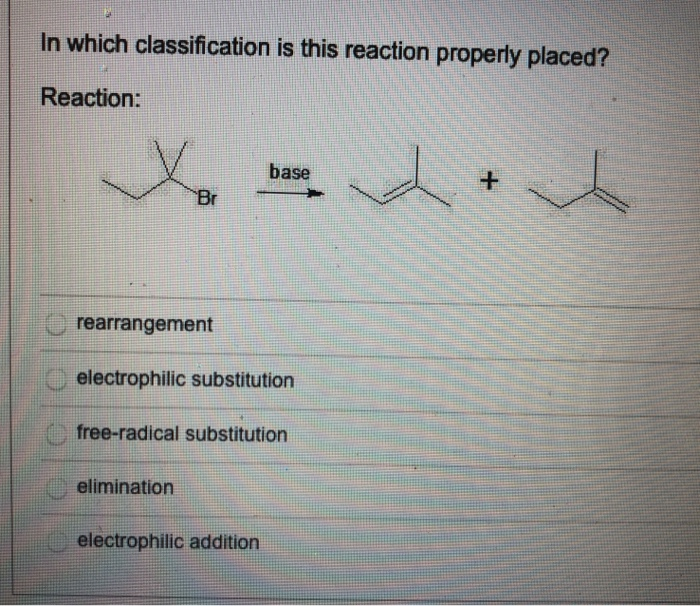 Solved In which classification is this reaction properly | Chegg.com