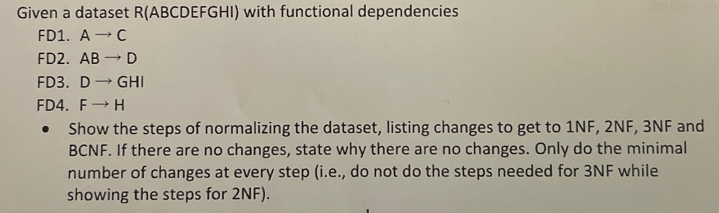 Solved Given a dataset R(ABCDEFGHI) ﻿with functional | Chegg.com
