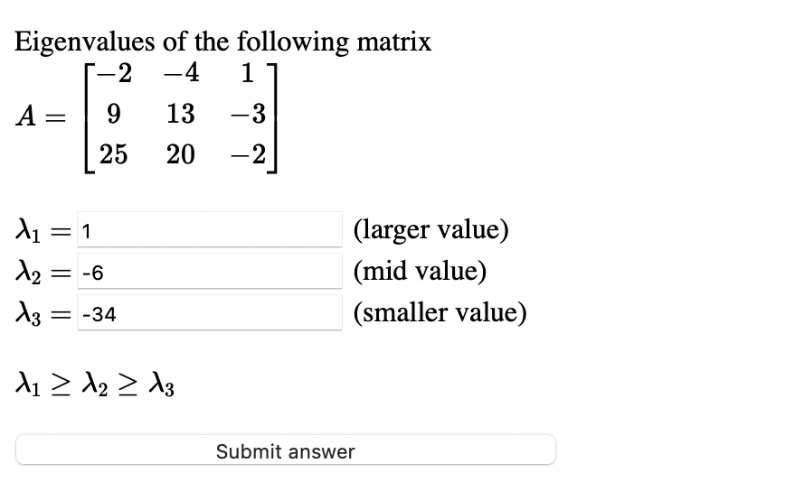 Solved Eigenvalues of the following | Chegg.com