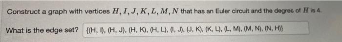 Solved Construct a graph with vertices H,I,J,K,L,M,N that | Chegg.com