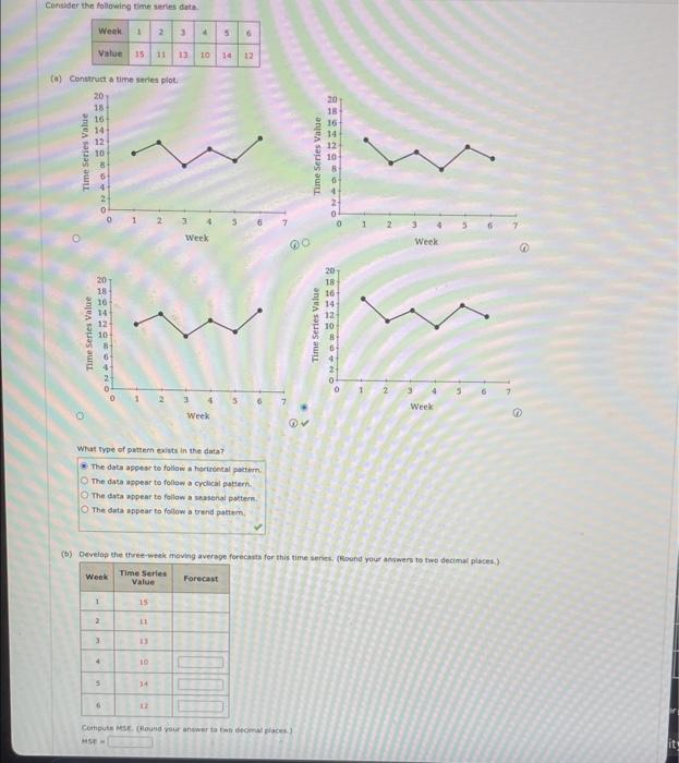Solved Cofishder the folbwing time serles data (a) Gonstruct | Chegg.com