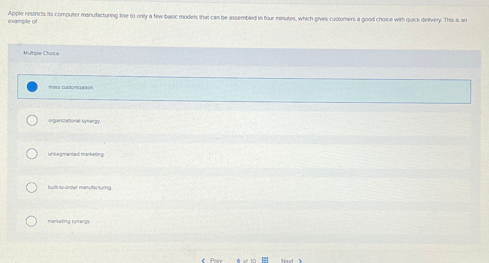 Solved Apple restricts its computer manufacturing line to | Chegg.com