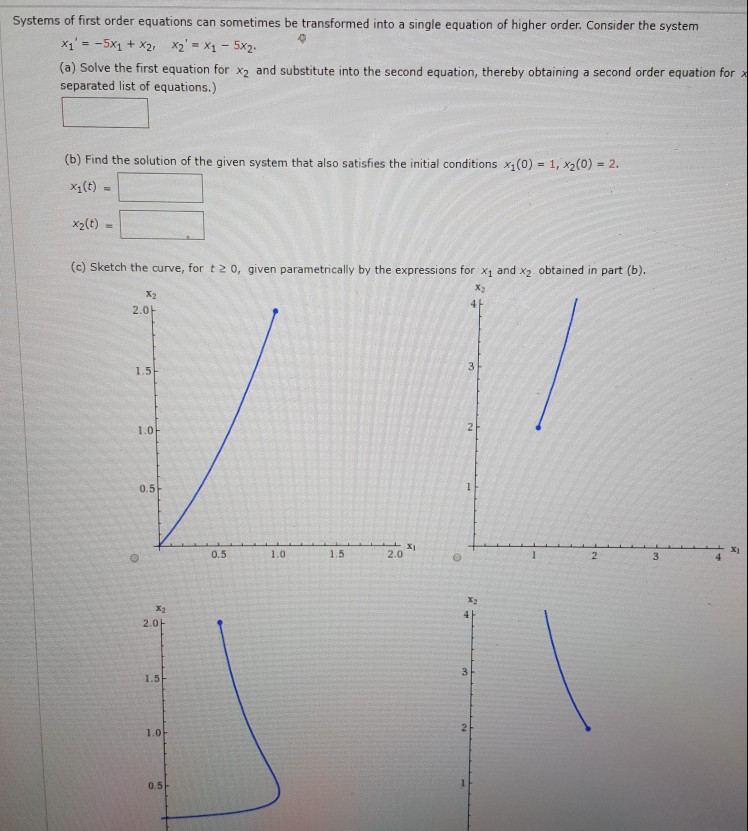 Solved Systems of first order equations can sometimes be | Chegg.com