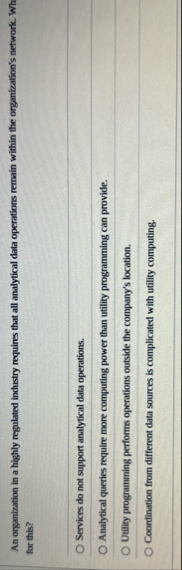 Solved An organization in a highly regulated industry | Chegg.com