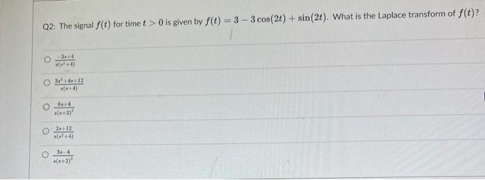 Solved Figure 1: Q1: What is the expression for the signal | Chegg.com