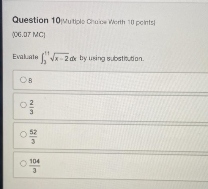 Solved Question 10(Multiple Choice Worth 10 points) (06.07 | Chegg.com