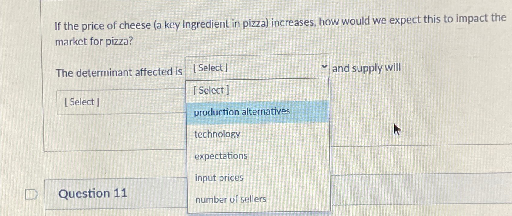 Solved If the price of cheese (a key ingredient in pizza) | Chegg.com