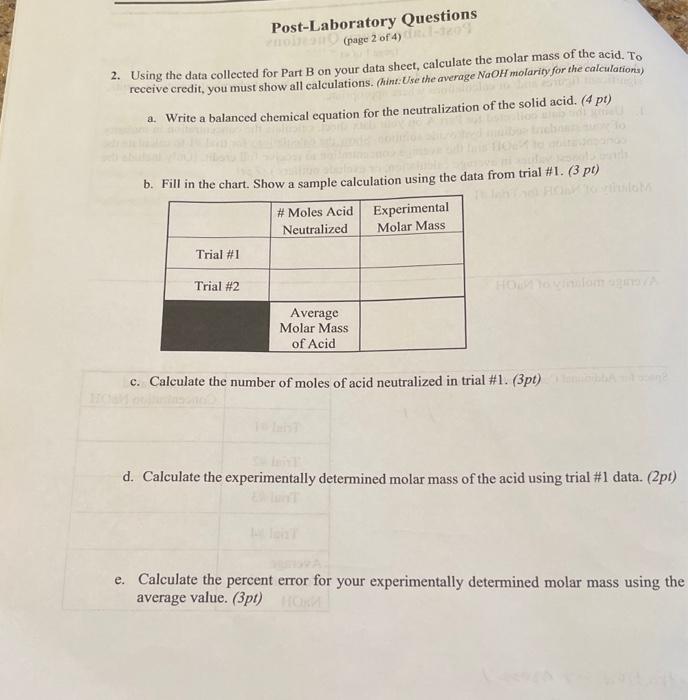 Solved Name: Date: Part A: Standardization of NaOH solution | Chegg.com
