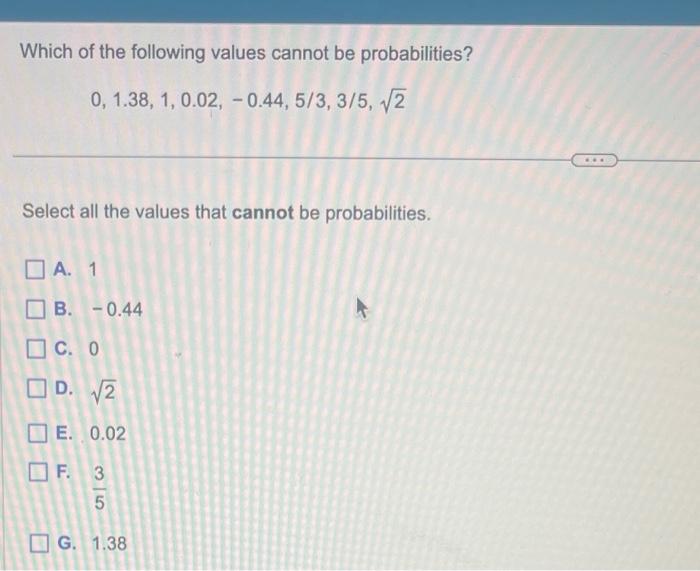 Solved Which of the following values cannot be | Chegg.com
