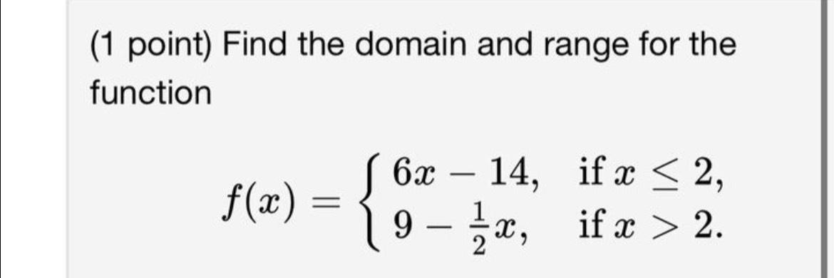 Solved 1 ﻿point ﻿find The Domain And Range For The