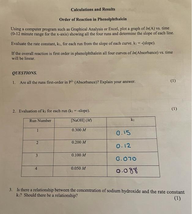 Solved Run #1 Run #2 0.300 M NaOH 0.200 M NaOH Time (min) | Chegg.com