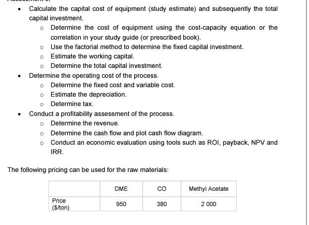 Solved - Calculate the capital cost of equipment (study | Chegg.com