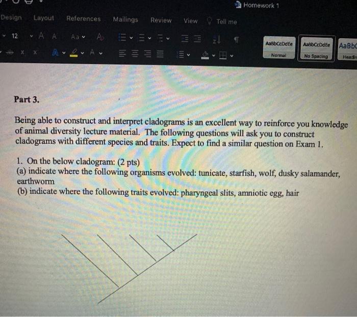 Solved Part 2 Use the following cladogram to answer the | Chegg.com