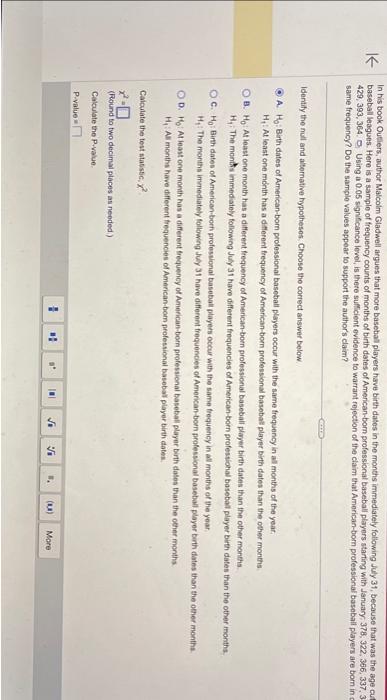 Solved same bequency? Do the sinple values appear to suppert | Chegg.com