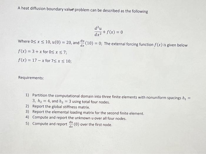 Solved A heat diffusion boundary value problem can be | Chegg.com