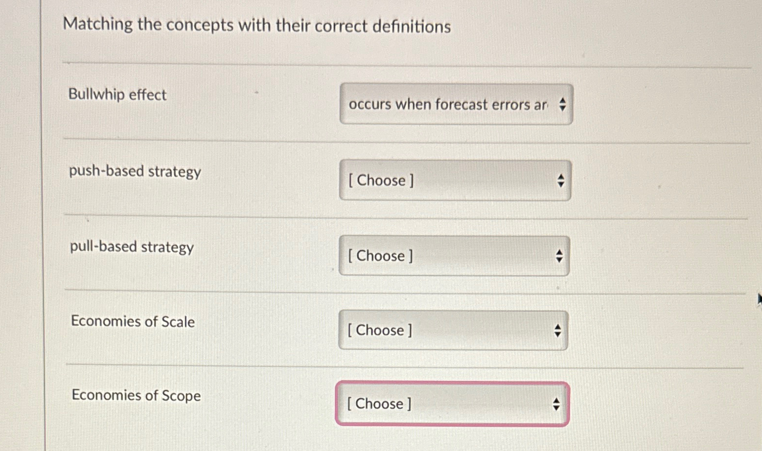 Solved Matching the concepts with their correct | Chegg.com