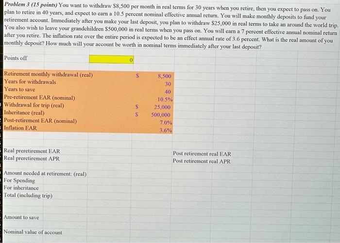 Solved make sure to show equations or excel functions used | Chegg.com
