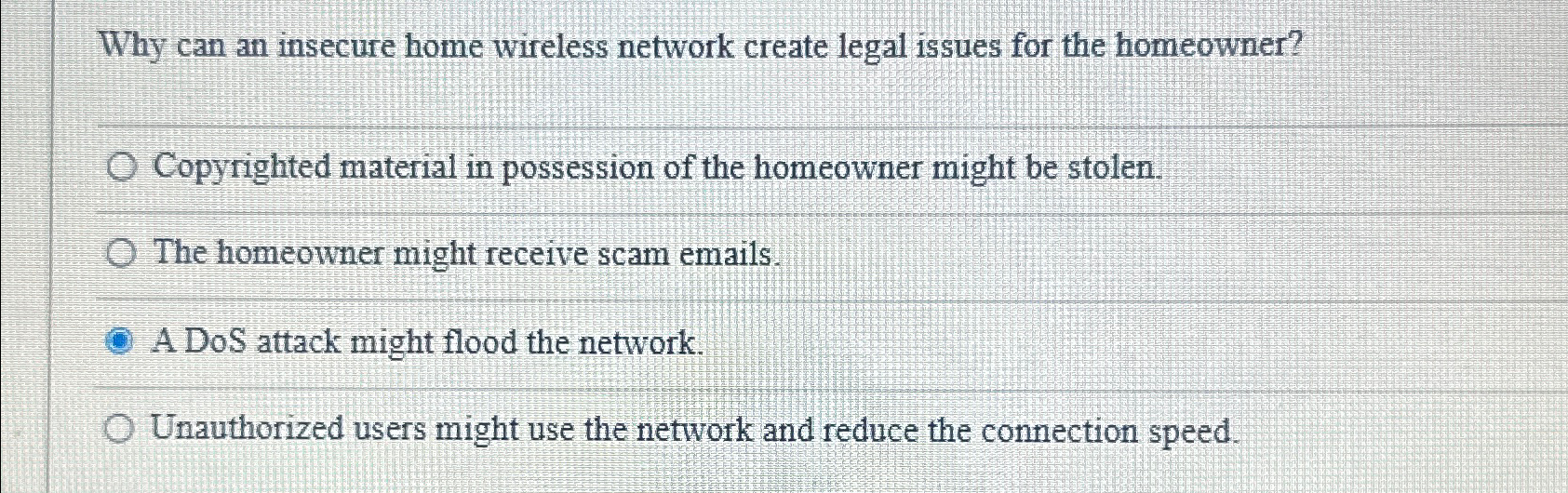 Solved Why can an insecure home wireless network create | Chegg.com