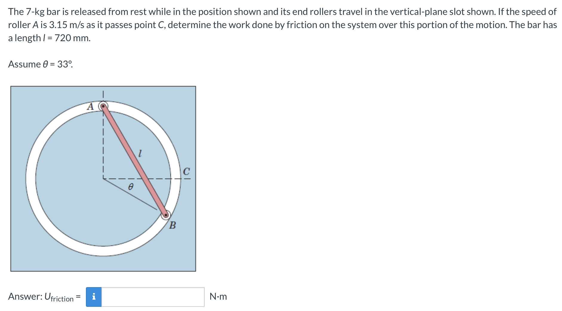 Solved The 7-kg bar is released from rest while in the | Chegg.com
