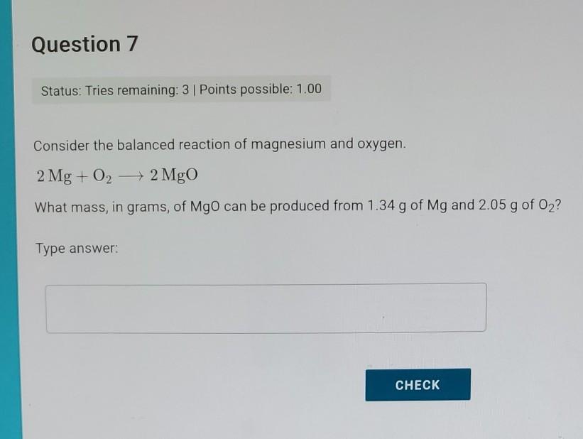 Solved Question 7 Status: Tries remaining: 3 | Points | Chegg.com