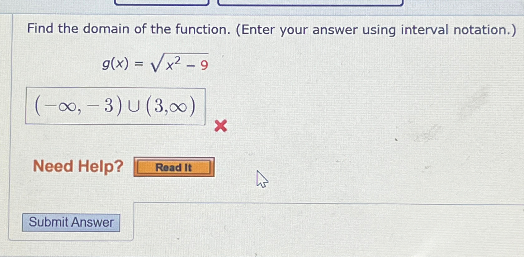 Solved Find the domain of the function. (Enter your answer | Chegg.com
